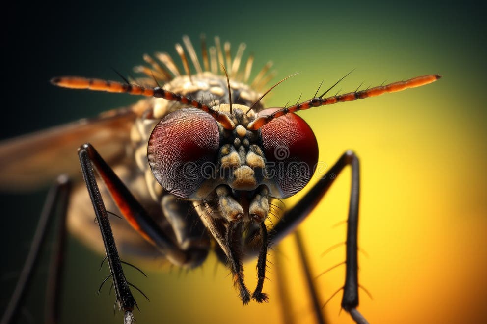 Buzzing Mosquito Macro Insect. Generate Ai Stock Photo - Image of leaf ...