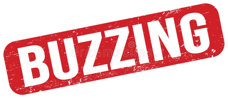 BUZZING Text on Red Grungy Stamp Sign Stock Illustration - Illustration ...