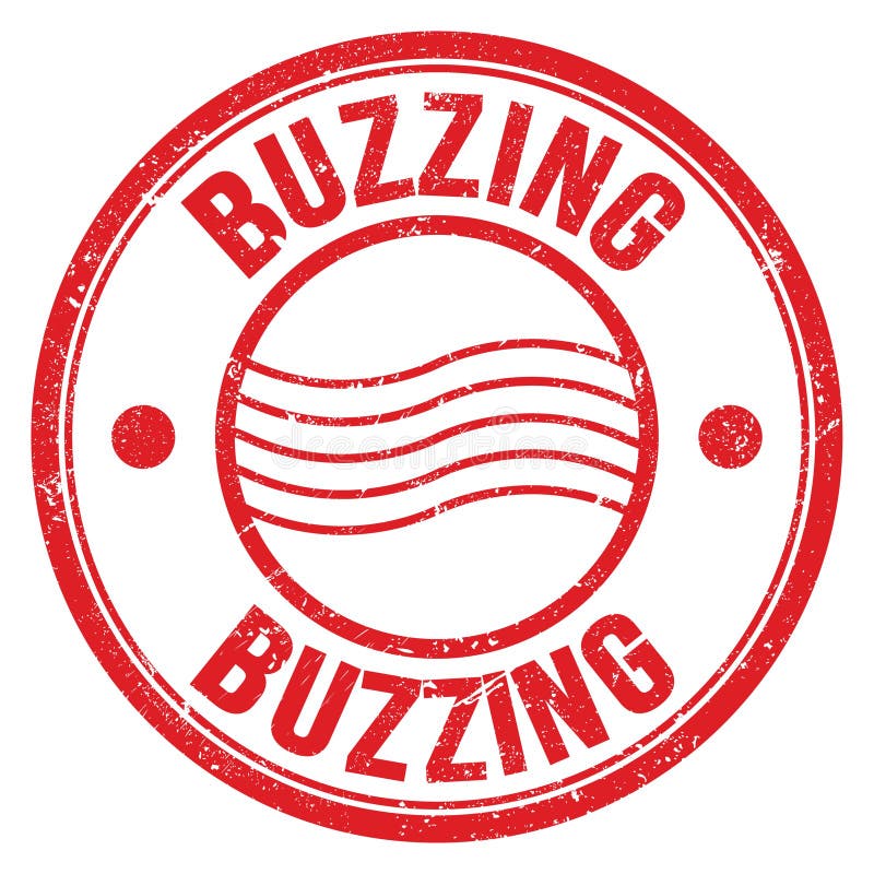 BUZZING Text Written on Red Round Postal Stamp Sign Stock Illustration ...