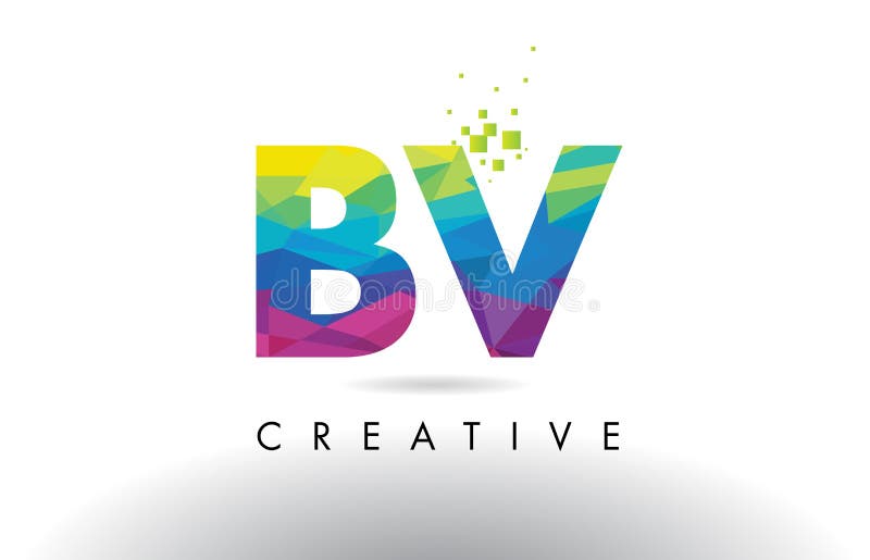 BV B V Colorful Letter Origami Triangles Design Vector. Stock Vector ...