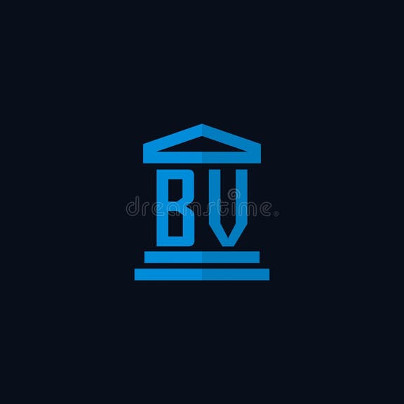 BV Initial Logo Monogram with Simple Courthouse Building Icon Design ...