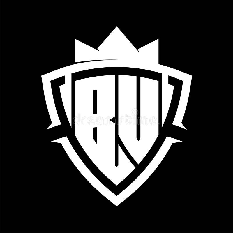 BV Letter Monogram with Triangle Curve Shield Shape with Crown White ...