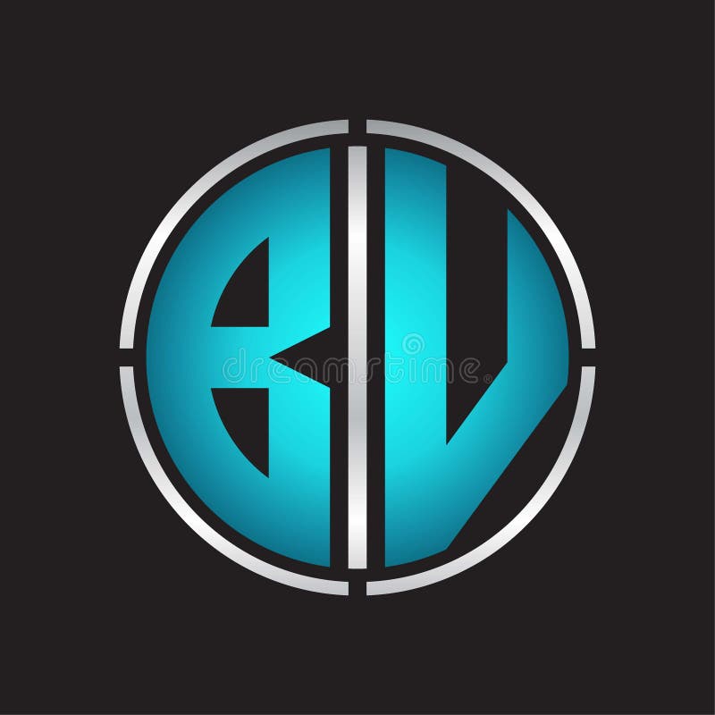 BV Logo Initial with Circle Line Cut Design Template on Blue Colors ...