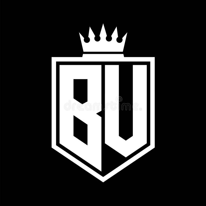 BV Logo Monogram Bold Shield Geometric Shape with Crown Outline Black ...