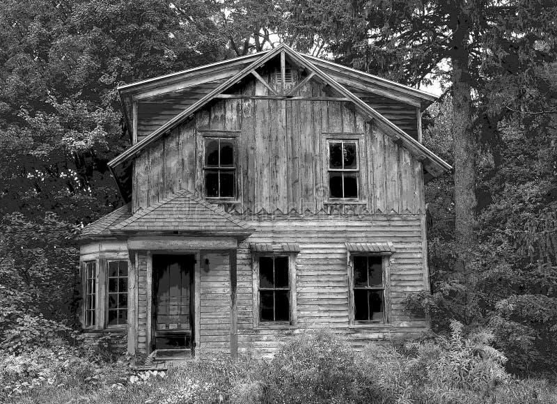 BW Abandoned Spooky Old House in Fingerlakes NYS Stock Image - Image of ...