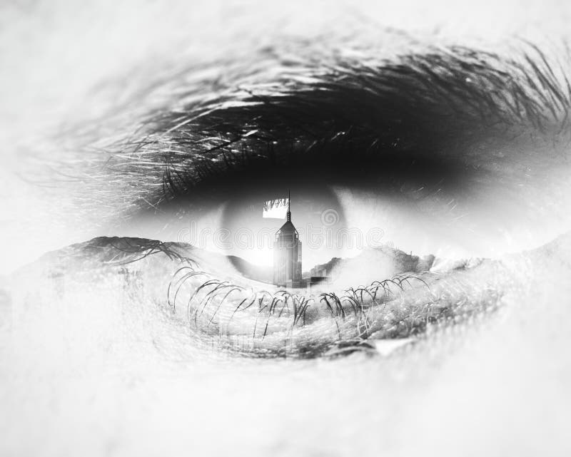 Bw Close-up of Human Eye with Visual Effects Stock Photo - Image of ...