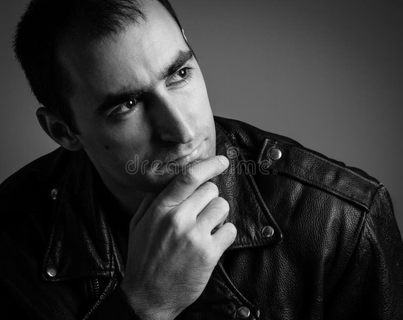 BW handsome man portrait stock image. Image of expression - 48746549