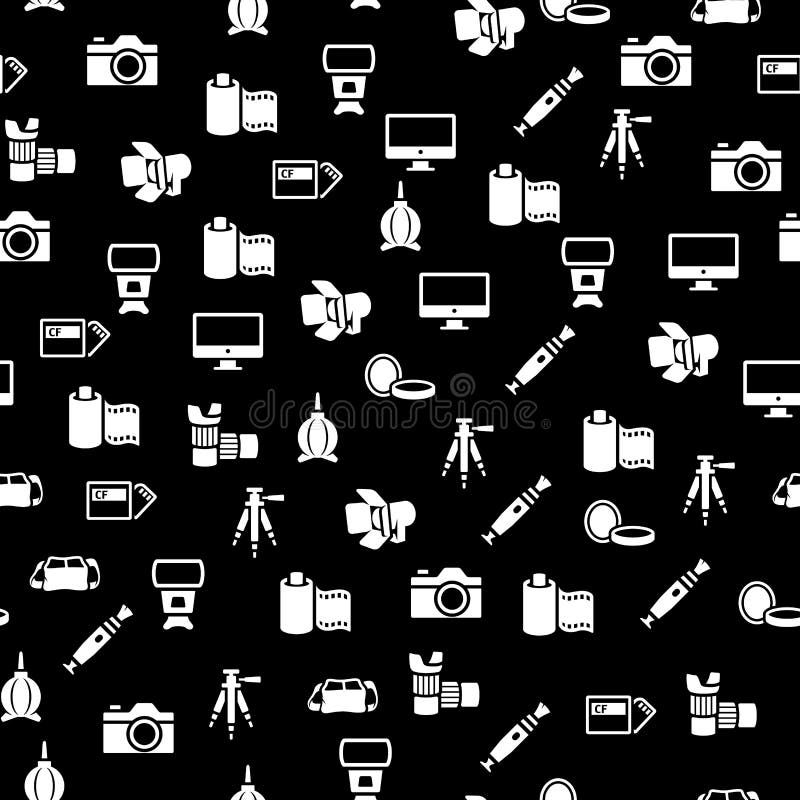 BW Icons - Photography Seamless Pattern. Stock Vector - Illustration of ...