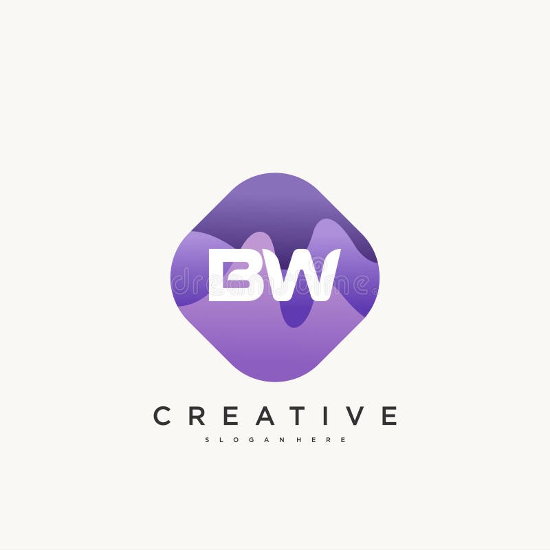 BW Initial Letter Logo Icon Design Template Elements with Wave Colorful ...