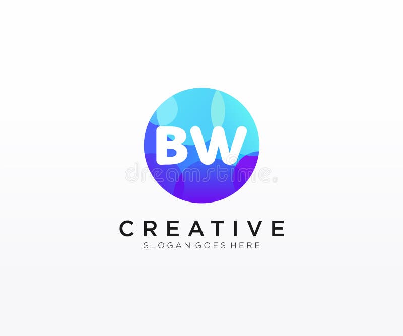 BW Initial Logo with Colorful Circle Template Vector Stock Vector ...