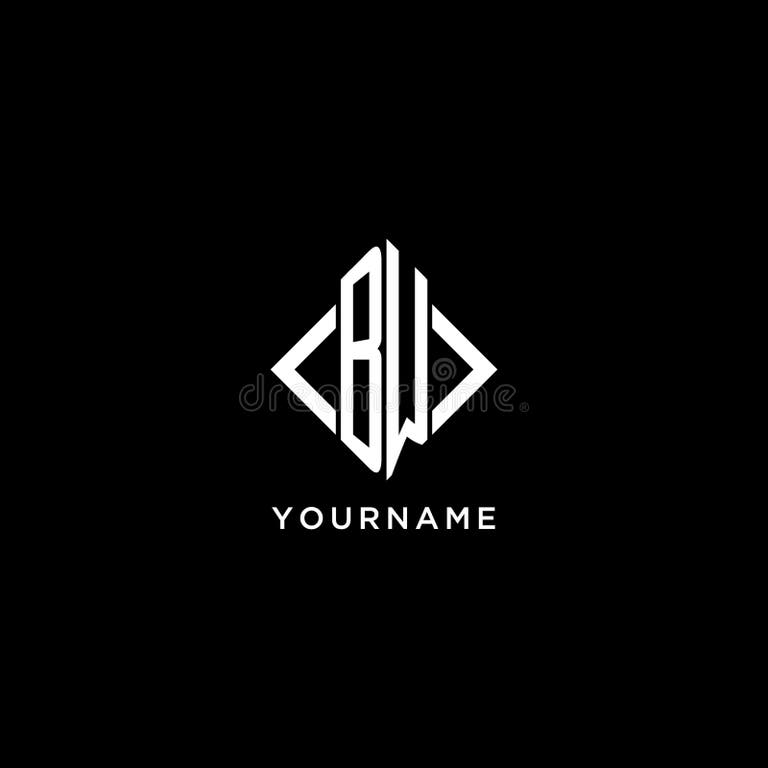 BW Initial Monogram with Rhombus Shape Logo Design Stock Vector ...