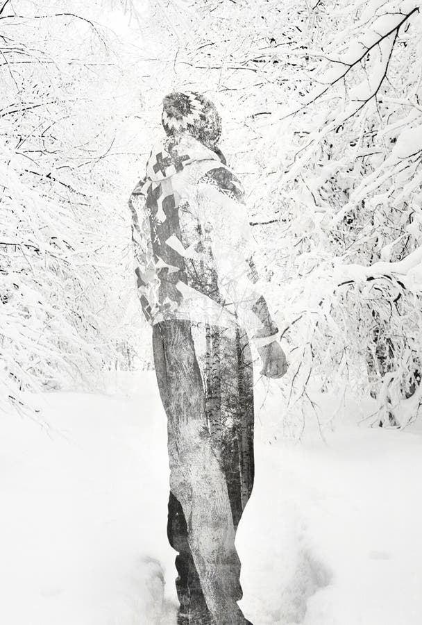 Bw man in forest stock photo. Image of plant, meditative - 36720804