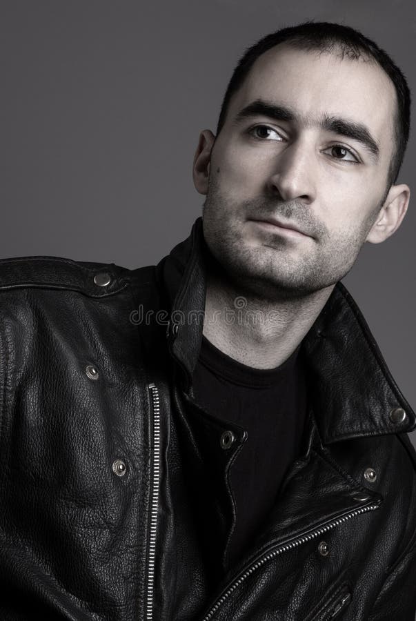 BW Portrait stock image. Image of leather, single, portrait - 48716891