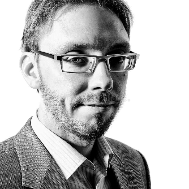 BW Studio Portrait of Handsome Man in Formal Dress Stock Photo - Image ...