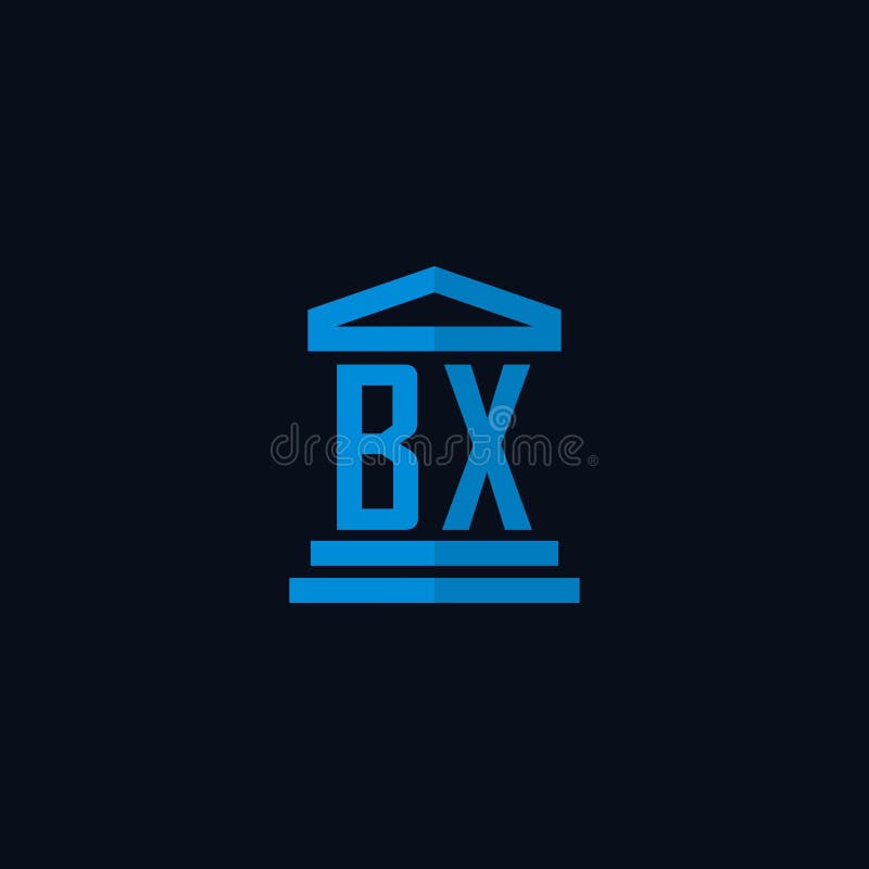 BX Initial Logo Monogram with Simple Courthouse Building Icon Design ...