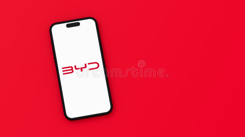 Byd Auto Logo on Mobile Phone Screen on Red Background with Copy Space ...