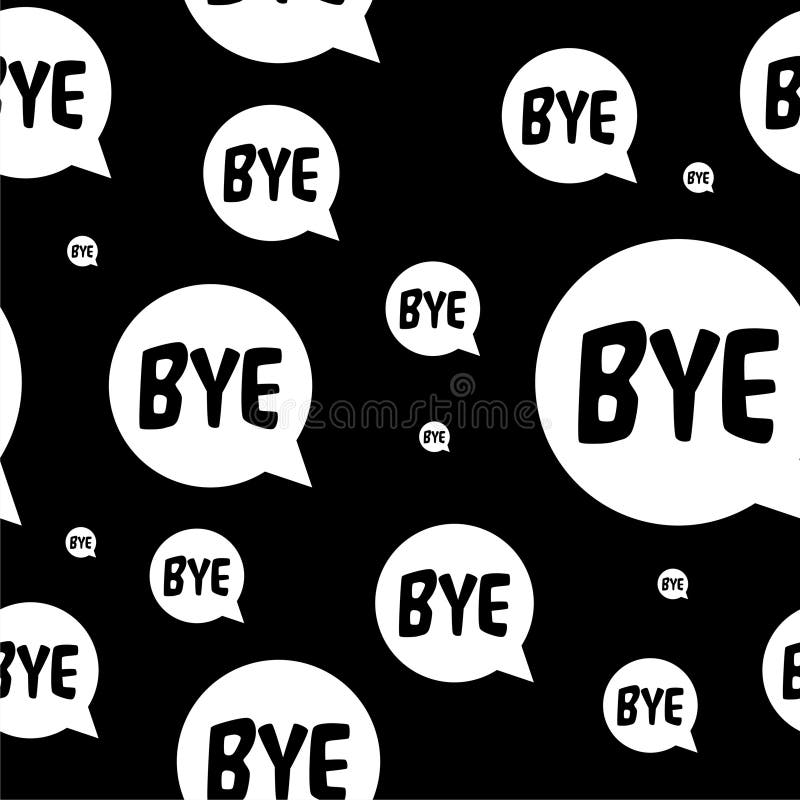 Bye Icon Seamless Pattern Isolated on Black Stock Vector - Illustration ...