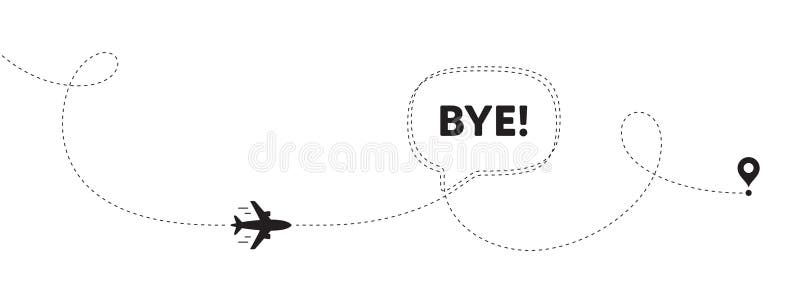 Bye Tag. Leaving or Farewell Message. Continuous Line Art Banner ...