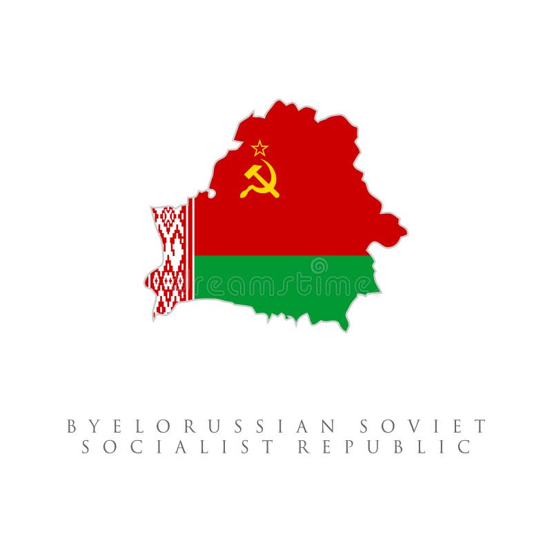 Byelorussian Soviet Socialist Republic Flag Map. Isolated on White ...
