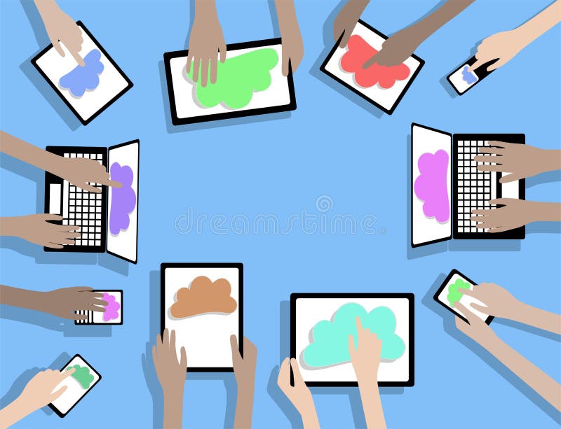 BYOD Bring Your Own Device Computers Using Cloud C Stock Vector ...