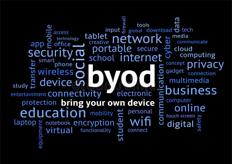 BYOD Bring Your Own Device Computers Using Cloud C Stock Vector ...