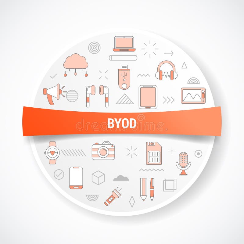 Byod Bring Your Own Devices Concept with Icon Concept with Round or ...