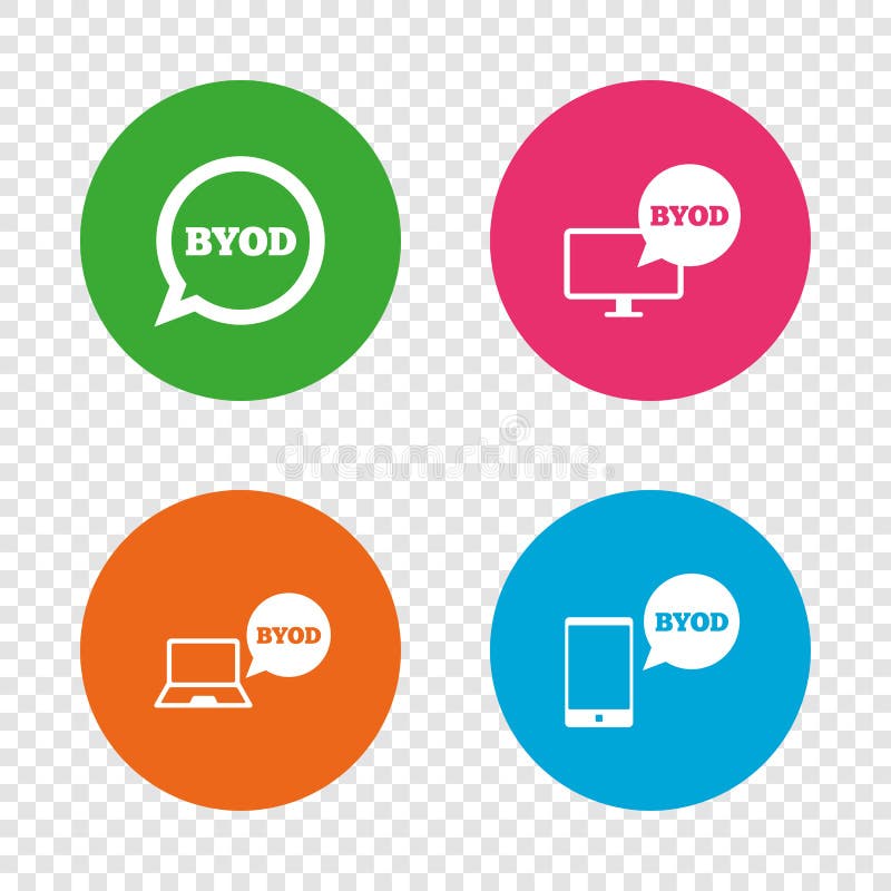 BYOD Signs. Human with Notebook and Smartphone. Stock Vector ...