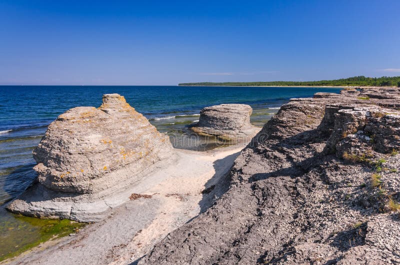 Byrum Sea Coast Cliffs on Oland Island Stock Image - Image of ...
