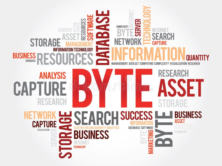 Byte word cloud stock illustration. Illustration of database - 205521015