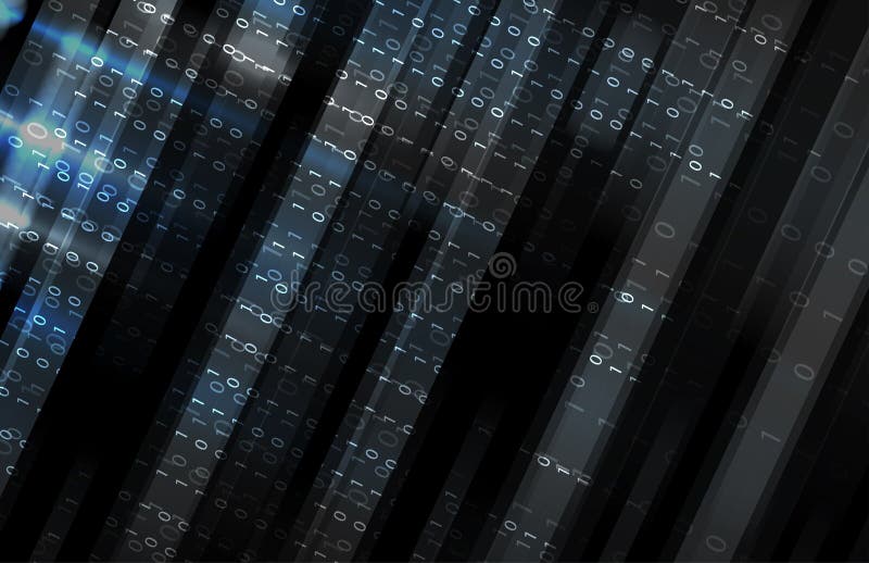 Bytes of Binary Code Run through Network. Abstract Futuristic ...
