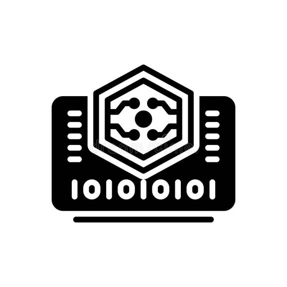Black Solid Icon for Bytes, System Coding and Digital Stock ...