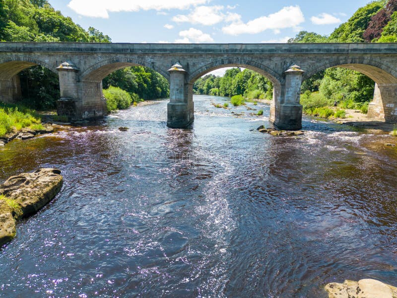 Bywell Bridge Over the River Tyne in Stock Photo - Image of lush ...