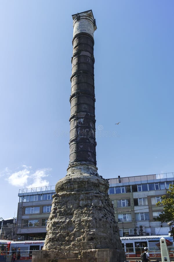 Byzantine Column of Constantine in City of Istanbul, Turkey Editorial ...