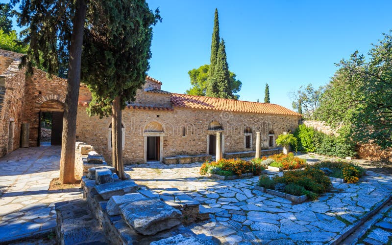 Byzantine Monastery in Kaisariani, Athens Stock Photo - Image of ...