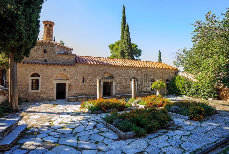 Byzantine Monastery in Kaisariani, Athens Stock Photo - Image of ...