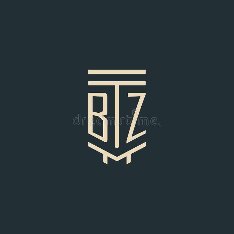 BZ Initial Monogram with Simple Line Art Pillar Logo Designs Stock ...