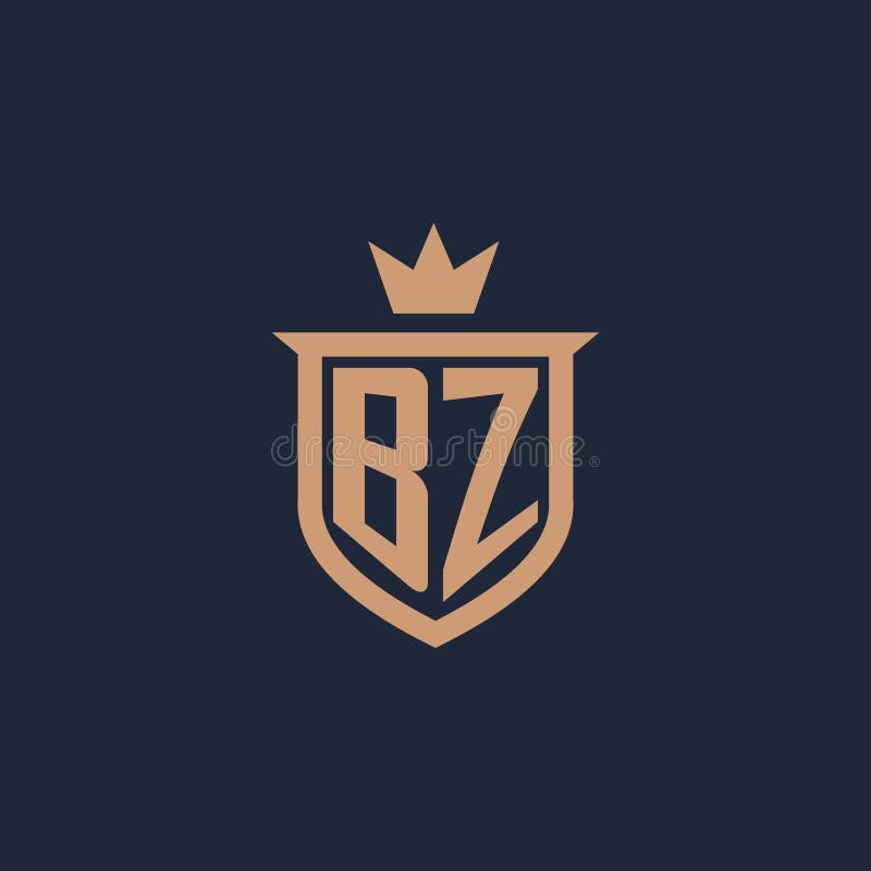 BZ Monogram Initial Logo with Shield and Crown Style Stock Vector ...