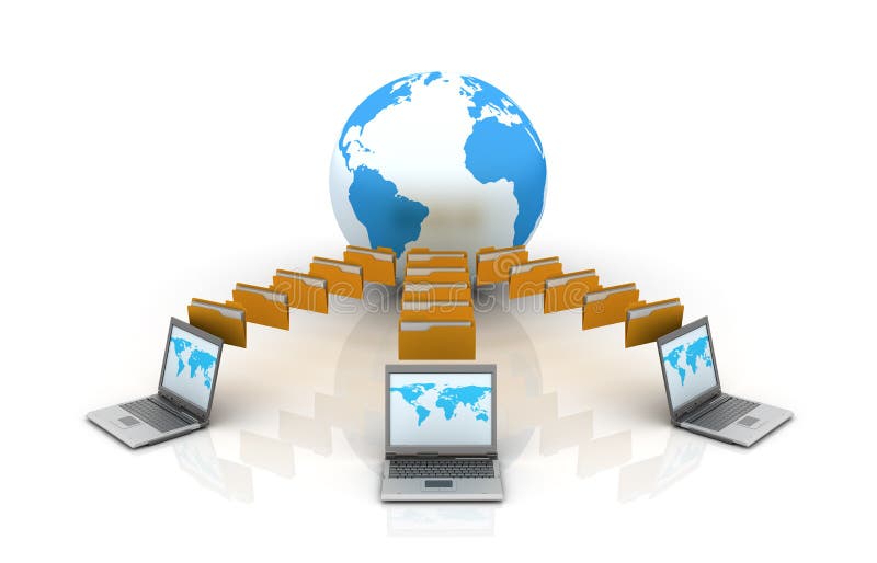 Bärbar Dator Som Delar Mappar Stock Illustrationer - Illustration av beräkning, anslutning: 59782702