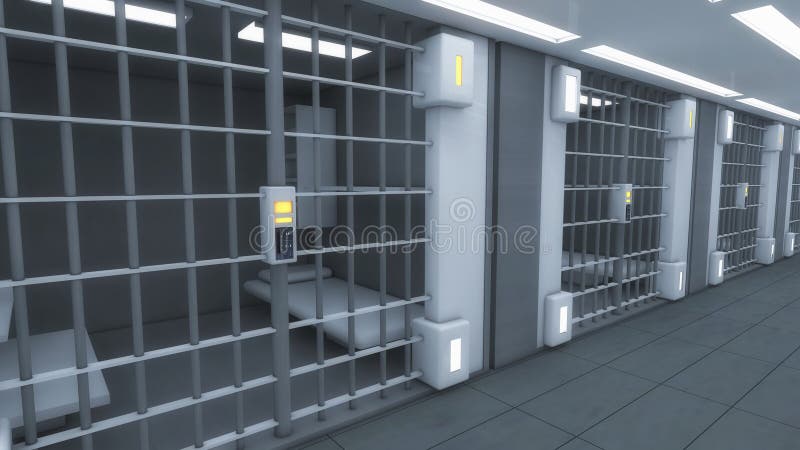 Cárcel interior futurista stock de ilustración. Ilustración de tortura ...