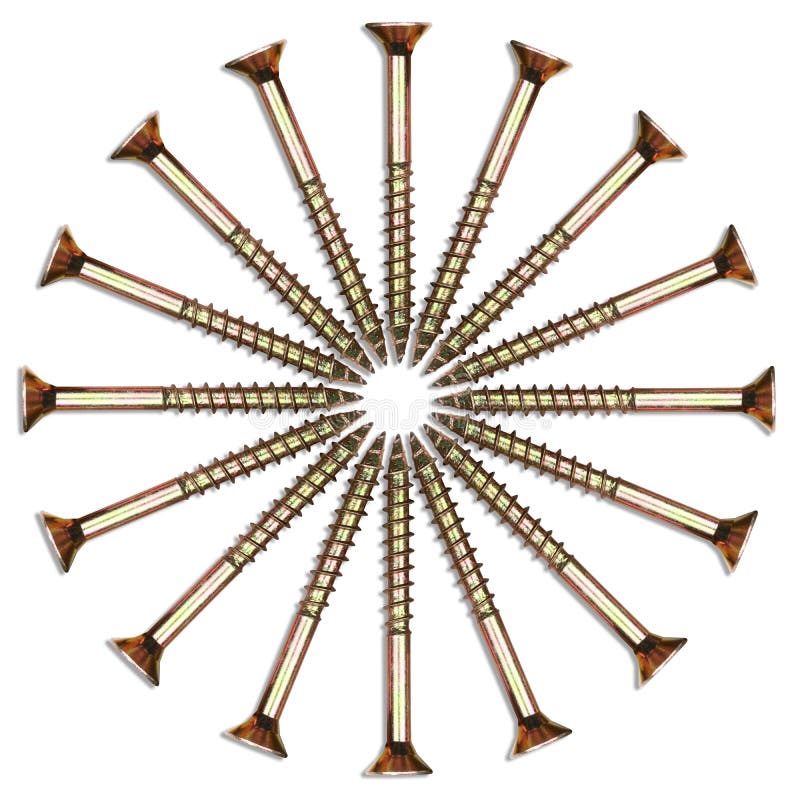 Un Círculo De Tornillos Galvanizados Con Una Cabeza Cruzada Se Aísla ...