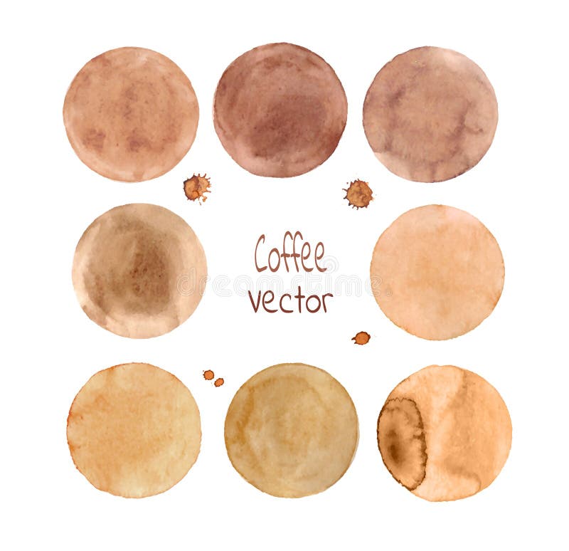 Sistema De Marrón, Círculos De La Acuarela Del Café Stock de ...