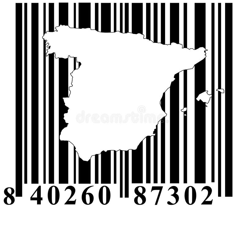 Código De Barras Com Contorno Da Espanha Ilustração do Vetor ...