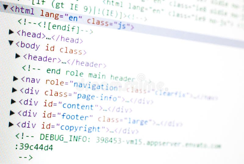 Código Del HTML Del Web Site Imagen de archivo - Imagen de negocios ...
