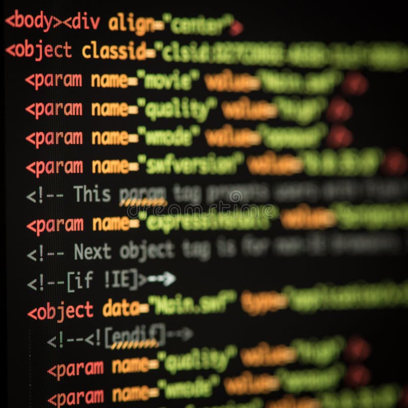 Código Del HTML Y Del CSS Y Efectos Luminosos Coloridos Imagen de ...