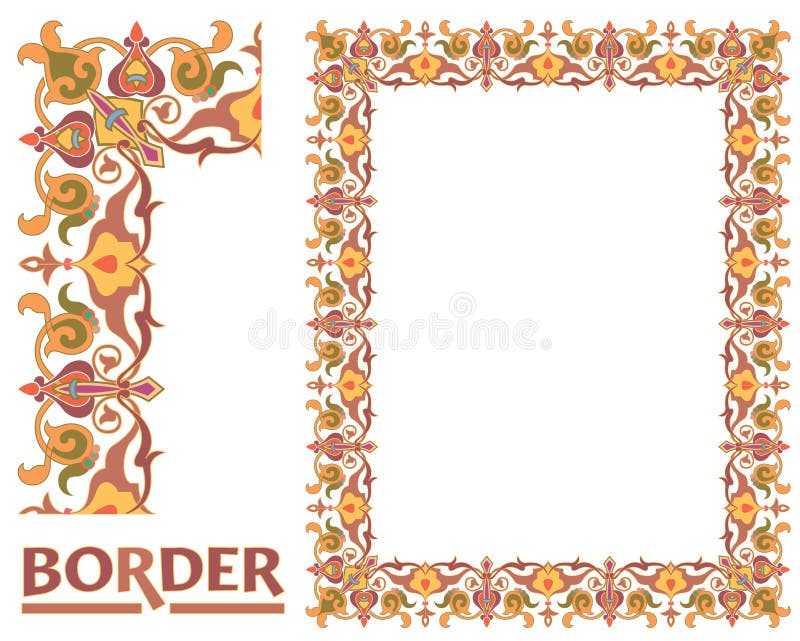 Old World Borders Vector - Tiled Frame in Plant Leaves and Flowers ...