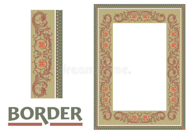 Old World Borders Vector - Tiled Frame in Plant Leaves and Flowers ...