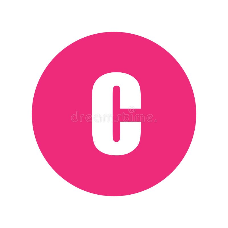 Letter C Logo Symbol in Pink Circle. Stock Vector - Illustration of ...