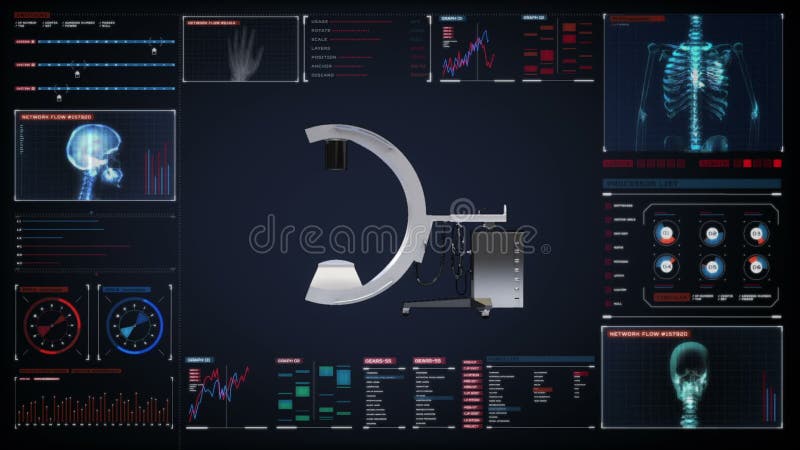 C Arm X-Ray Machine Scanner in Digital Display Dashboard, Medical ...