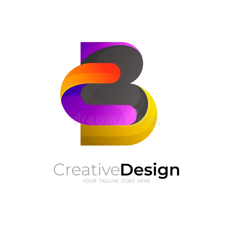 C and B Logo Design Combination, 3d Colorful Stock Vector ...