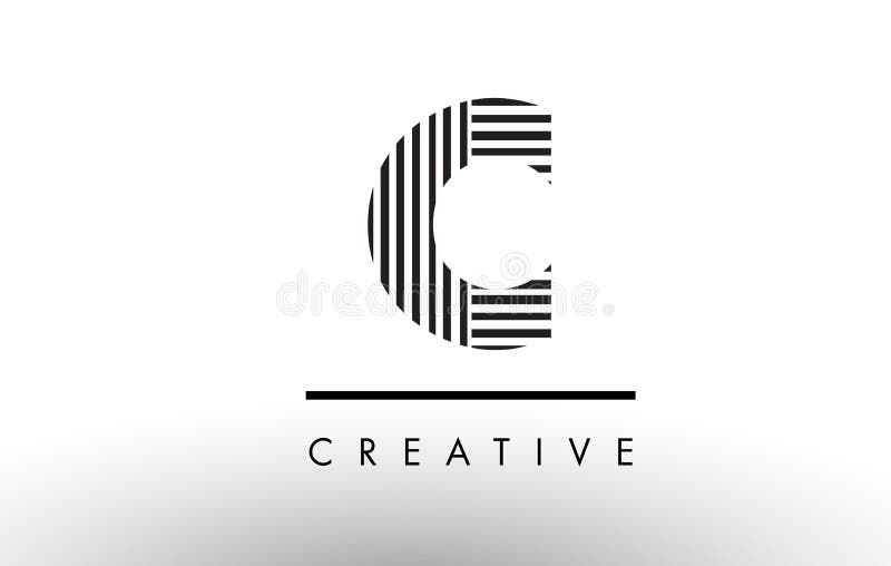C Black and White Lines Letter Logo Design. Stock Vector - Illustration ...